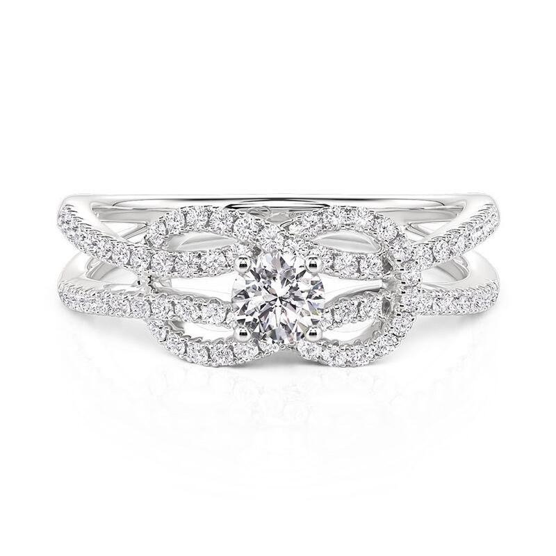 Jeulia Classic Knot Round Cut Promise Ring Sterling Silver - Jeulia Jewelry