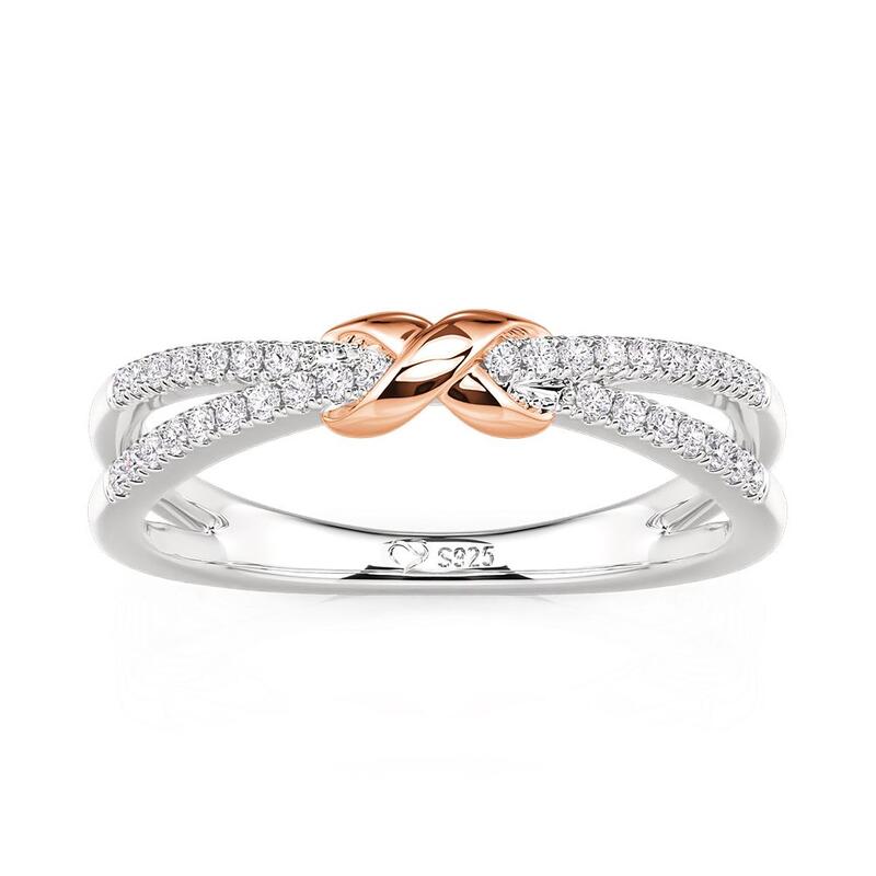 Jeulia Simple Two Tone Twist X Crossover Ring - Jeulia Jewelry