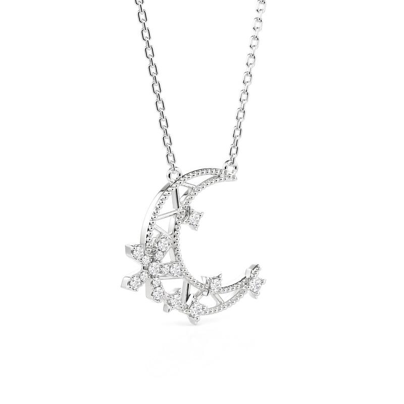 Jeulia Snowflake Moon and Star Necklace Sterling Silver - Jeulia Jewelry