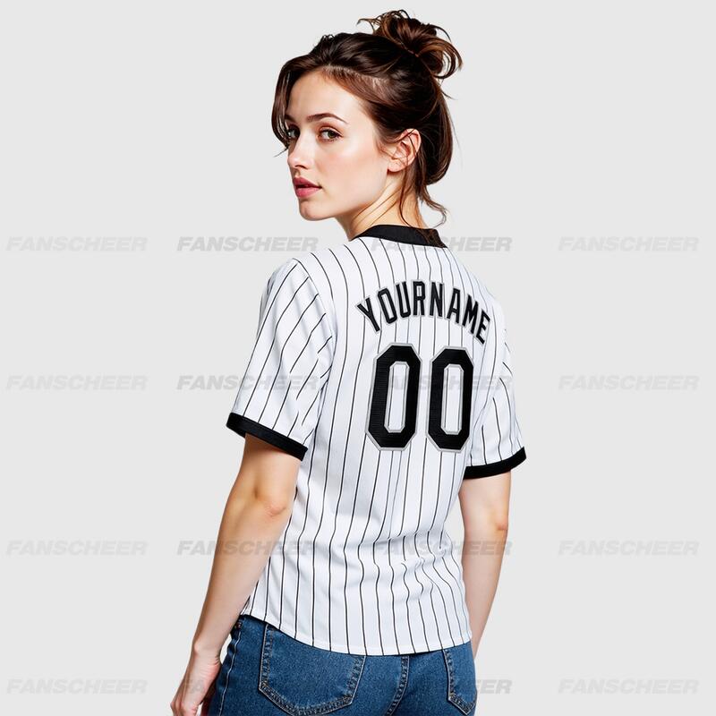 Custom White Black Pinstripe Jersey with Personalized Number and Team ...