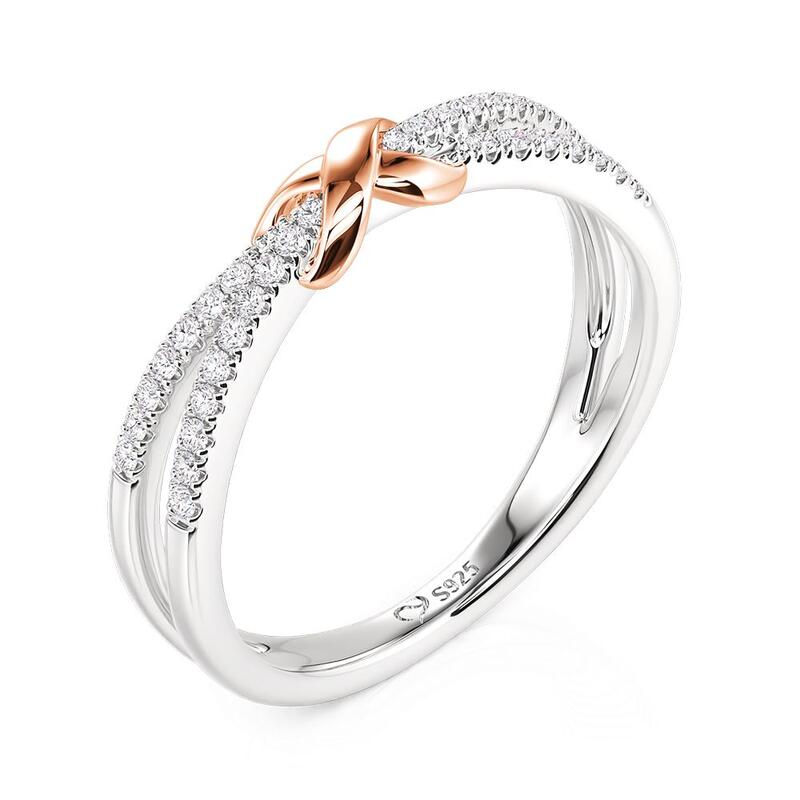 Jeulia Simple Two Tone Twist X Crossover Ring - Jeulia Jewelry